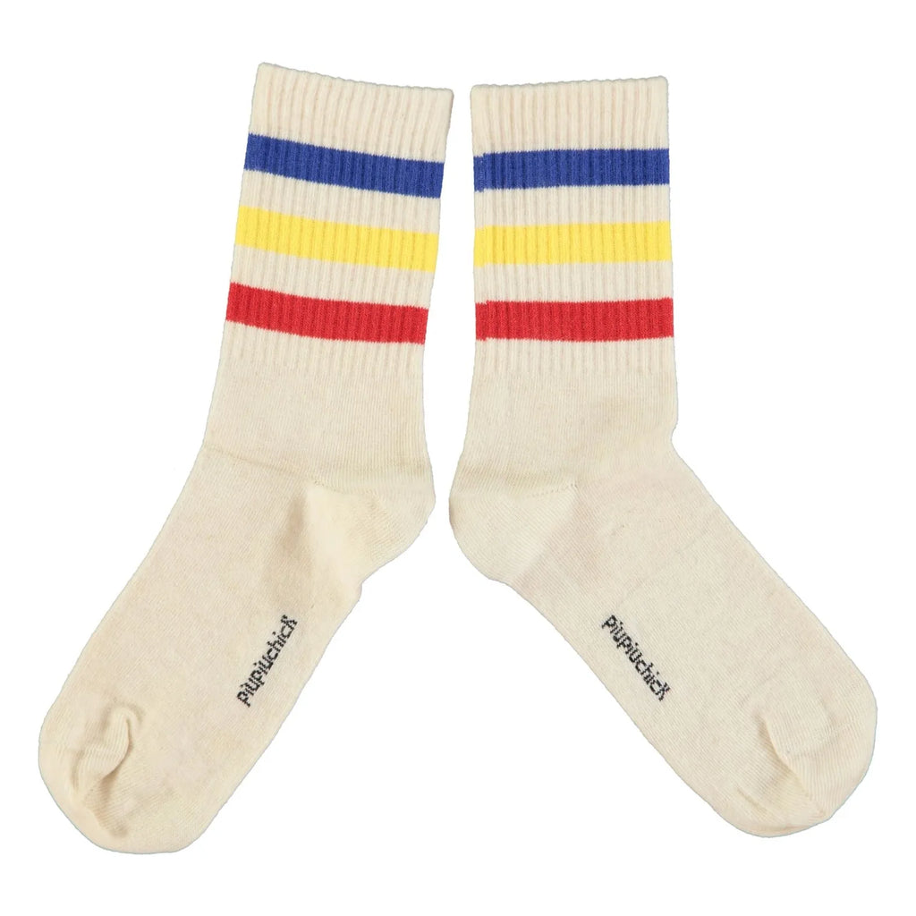 Piupiuchick - socks | ecru w/ multicolor stripes – Chérie Chéri Rennes